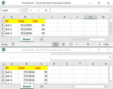 how to compare excel sheets side by side