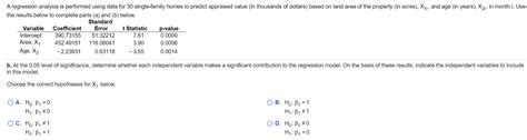 Solved A Regression Analysis Is Performed Using Data For Chegg