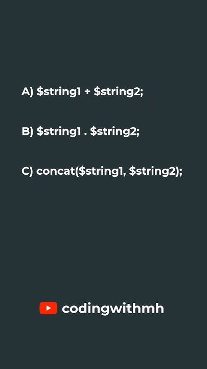 Php Quiz How Do You Concatenate Two Strings In Php Quiz Phpquiz Youtube