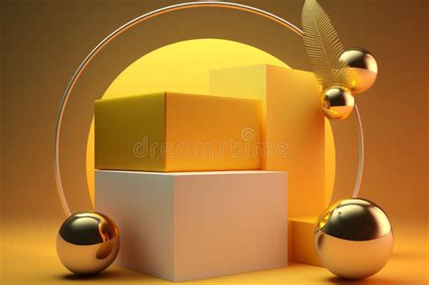 Beautiful Yellow Gold Composition Of Geometric Figures Podium