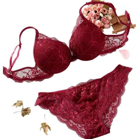 Zxs Style Womens Gorgeous Honeymoon Push Up Bra Panty Bridal Set