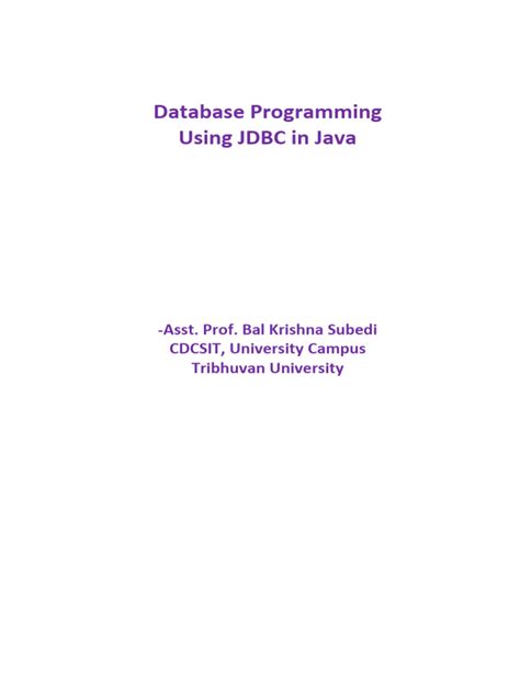 Lecture 12java Programming Note For Bca Bsc Csit And Bit And Be Pdf Databases Java