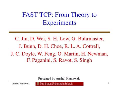 PPT FAST TCP From Theory To Experiments PowerPoint Presentation Free Download ID