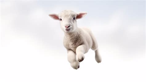 Small Lambs Leaping Against A Blank Backdrop Premium Ai Generated Image