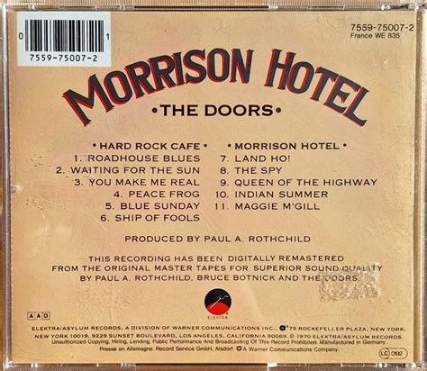 The Doors Morrison Hotel Cd German Pressing 1970 Ebay