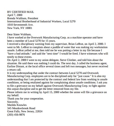 Grievance Letter Bullying Template Free Software And Shareware