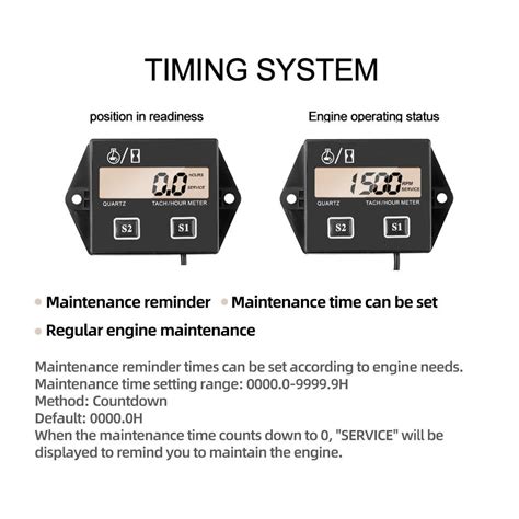 Waterproof Gasoline Engine RPM Speed Gauge Motorcycle Tachometer Working Hours Meter 2 4 Stroke