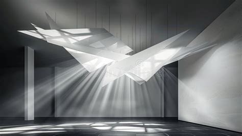 A Ceiling Fixture With Overlapping Angular Shapes Emitting A Dynamic