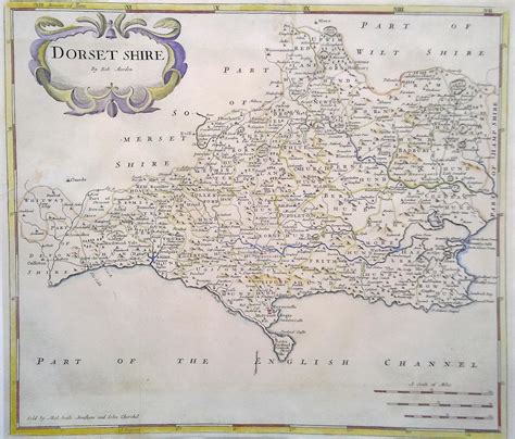 Old Map Of Dorset Robert Morden Circa 1722 Antique Decorative