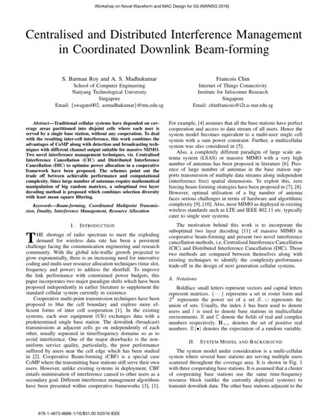 5g Interference Management Coordinated Beamforming