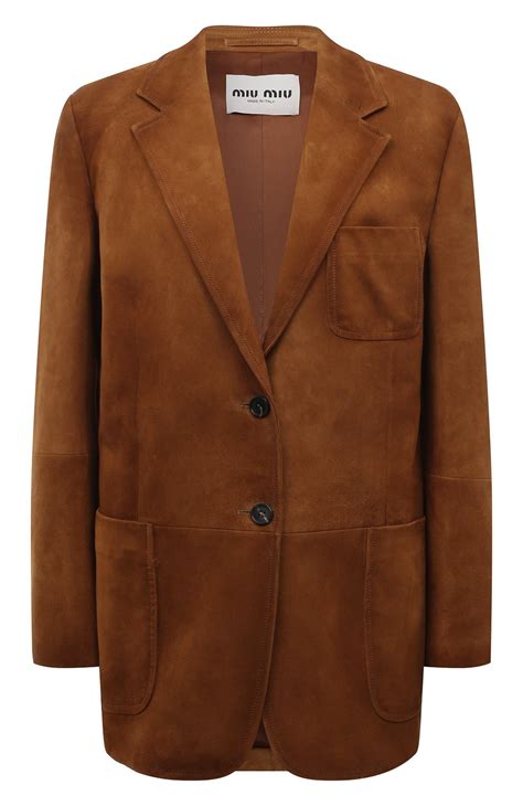 Женский коричневый замшевый жакет Miu Miu купить в интернет магазине ЦУМ арт Mpg459 104r F0401
