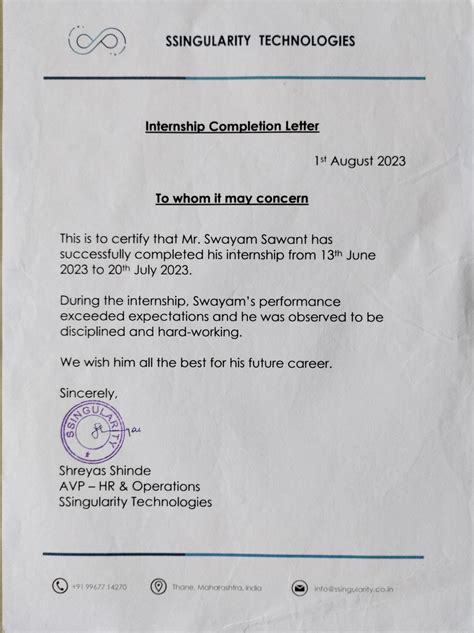 Swayamd Sawant On Linkedin Completed An Offline Internship At Ssingularity Where I Honed My