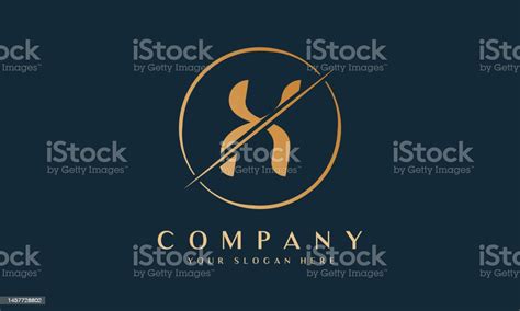 원형 모양의 슬라이스 문자 X 로고 골드 색상의 편지 X 럭셔리 로고 템플릿입니다 럭셔리 회사 브랜딩을 위한 아름다운 로고 디자인 0명에 대한 스톡 벡터 아트 및 기타