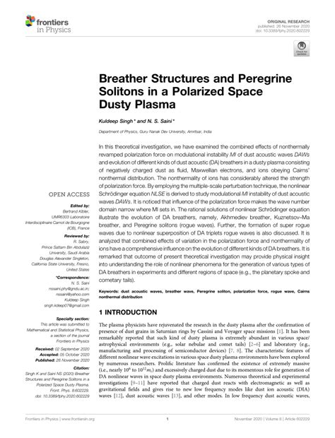 Pdf Breather Structures And Peregrine Solitons In A Polarized Space