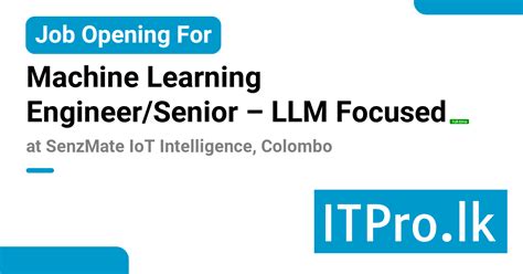 Machine Learning Engineersenior Llm Focused At Senzmate Iot Intelligence Itprolk