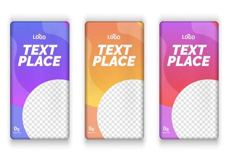 텍스트와 로고의 세 가지 다채로운 상자가 표시됩니다 프리미엄 벡터