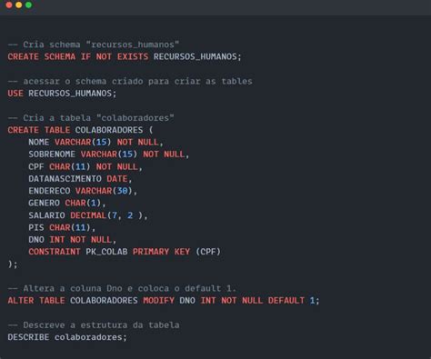 Cloe Alberto De Souza On Linkedin Sql Ddl Database Mysql Vscode