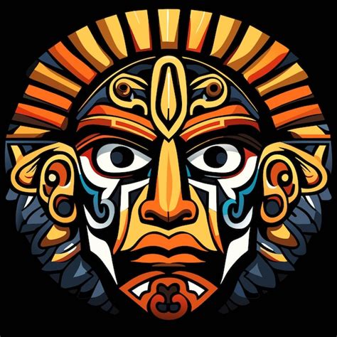 Premium Vector Ancient Aztec Portraits Vector Illustration