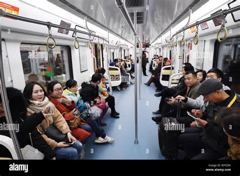 Chongqing 28th Dec 2018 Passengers Board A Rail Transit Train In Southwest Chinas Chongqing