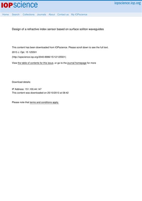 Pdf Design Of A Refractive Index Sensor Based On Surface Soliton Waveguides