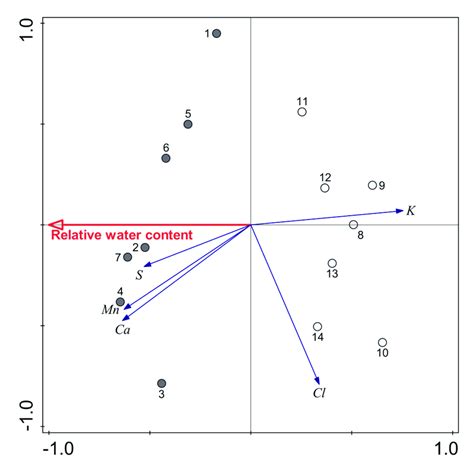 Redundancy Analysis Plot Showing The Strengths Of Associations Between