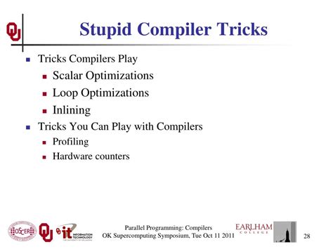 ppt parallel programming and cluster computing stupid compiler tricks