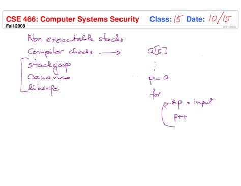 Non Executable Stacks Handwritten Notes Cse 466 Docsity