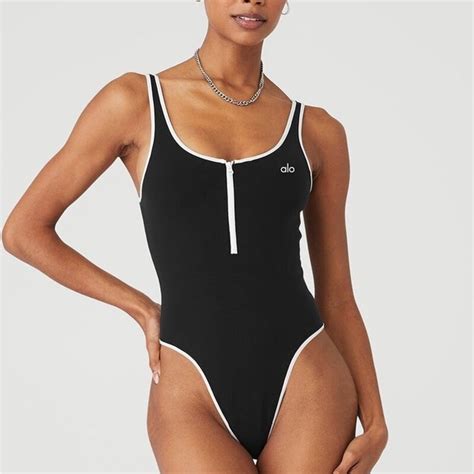 Alo Yoga Tops Alo Yoga Supernova Bodysuit Black And White Onepiece