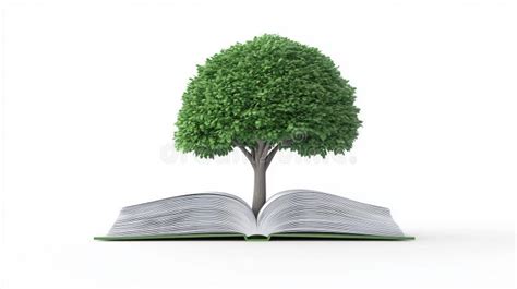 Tree Of Knowledge Growing From An Open Book Symbolizing Education Stock Illustration