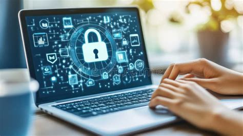 Cybersecurity Expert Working On Laptop Protecting Digital Data With