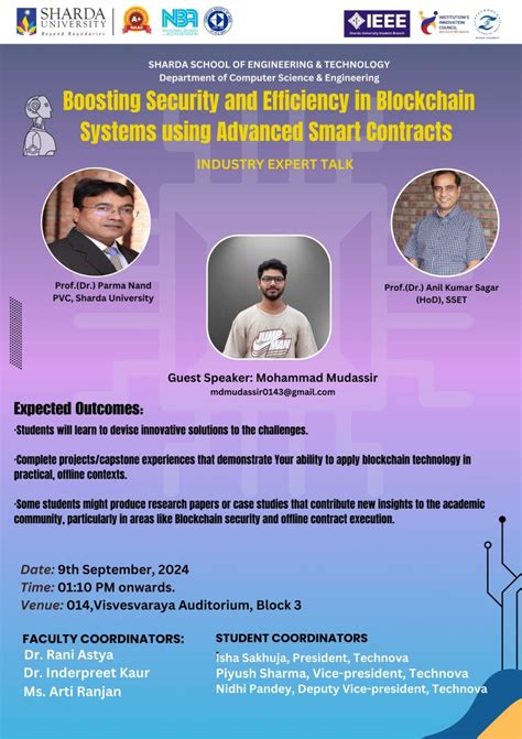 Sharda Universitys Blockchain Talk On Smart Contracts Department Of