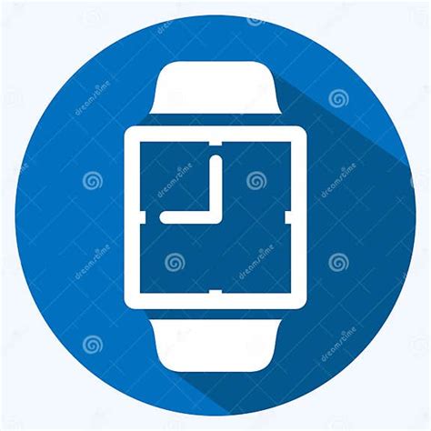 Analog Clock Icon In Trendy Long Shadow Style Isolated On Soft Blue Background Stock