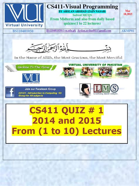 Cs411 Visual Programming Updated Midterm Mcqs Solved By Arslan Arshad