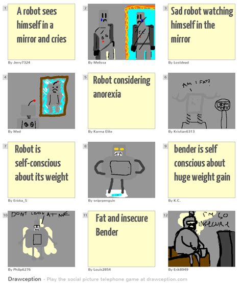 A Robot Sees Himself In A Mirror And Cries Drawception