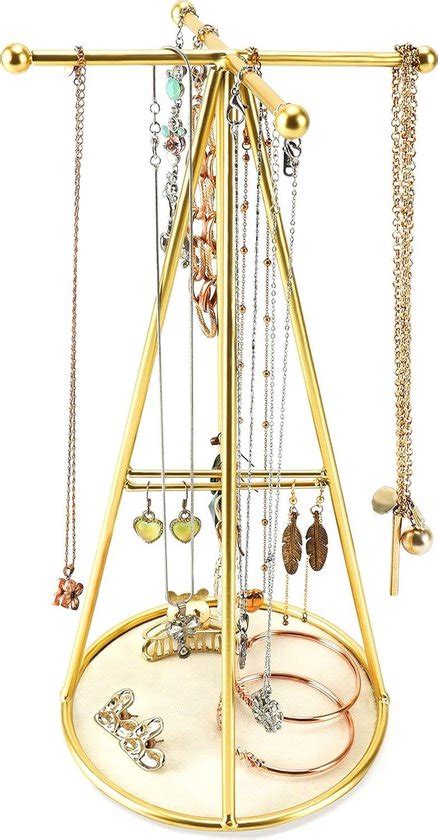 Pyramide Sieraden Houder Display Standaard Met Ronde Basis H29 Cm Hangende Bol