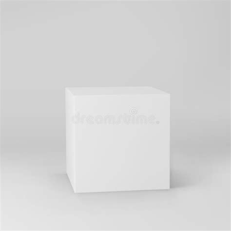 White 3d Cube With Perspective Isolated On Grey Background 3d Modeling Box With Lighting And