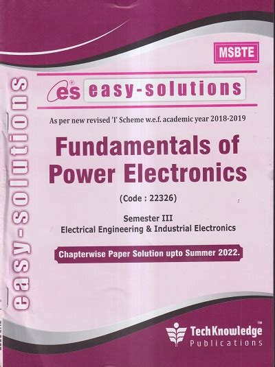 Easy Solutions Fundamentals Of Power Electronics Msbte Bookwalas