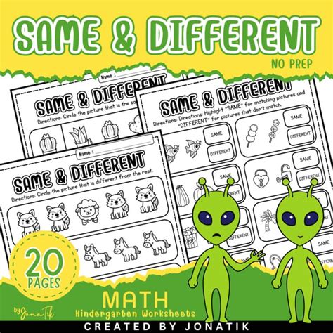Same And Different Worksheets Sort And Classify For Pre K And Kindergarten Math