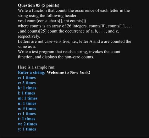Solved Question Points Write A Function That Counts Chegg