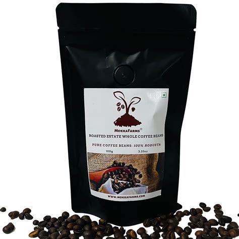 MokkaFarms Roasted Whole Coffee Beans G Robusta Medium Dark Roast Fresh Estate