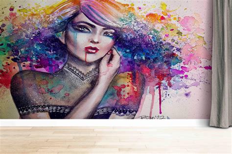 Bright Abstract Girl Wallpaper Woman Bluered Neon Lights In Background