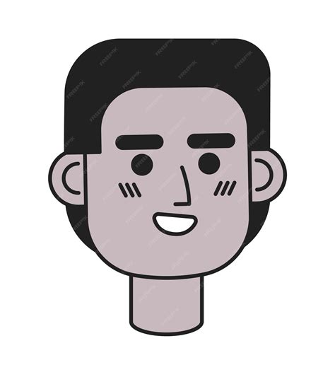 흑인 젊은이 앞면 검은색과 ⁇ 색 2d ⁇ 터 아바타 일러스트레이션 아프리카계 미국인 흥분한 남자의 윤 ⁇ 만화 캐릭터 얼굴