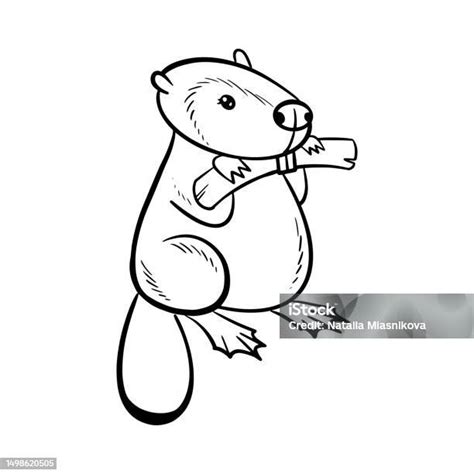 Beaver Black And White Cartoon Illustration With Beaver Color Book Page