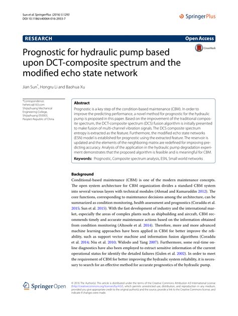 Pdf Prognostic For Hydraulic Pump Based Upon Dct Composite Spectrum And The Modified Echo