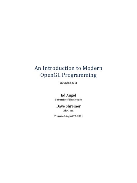 Intro To Modern Opengl Programming Pdf Shader Matrix Mathematics