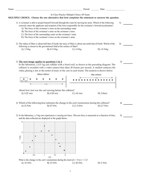 Ap Physics Practice Exam Forces Momentum Energy