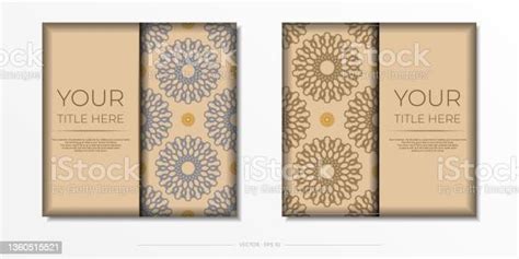 텍스트 및 추상 장식을위한 장소가있는 카드 템플릿을 초대합니다 만다라 장식이 있는 벡터 베이지 색 인사말 카드 디자인 0명에 대한 스톡 벡터 아트 및 기타 이미지 Istock