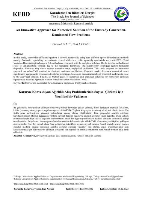 Pdf An Innovative Approach For Numerical Solution Of The Unsteady Convection Dominated Flow
