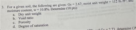 Solved For A Given Soil Show That Pts Chegg Com