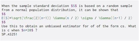 Solved When The Sample Standard Deviation S Is Based On A Chegg